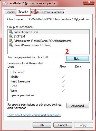 Outlook File Access is Denied you don't have the Permission-Fixed