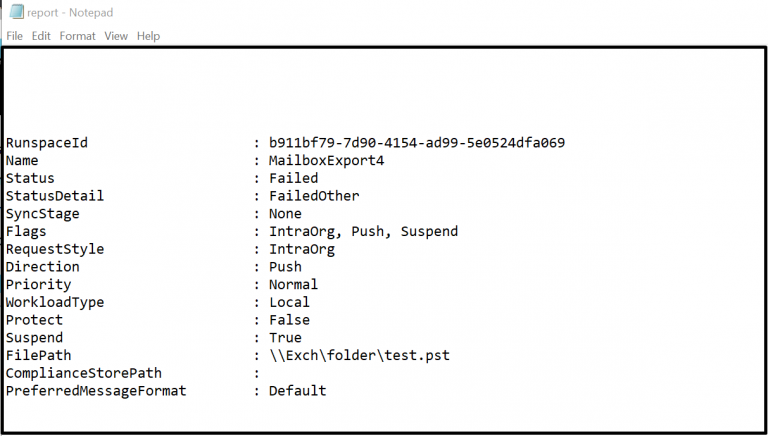Fixed New-MailboxExportRequest Status Failed error