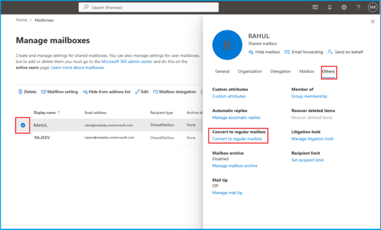 Convert Office 365 Shared Mailbox to Regular User Mailbox | MailsDaddy ...