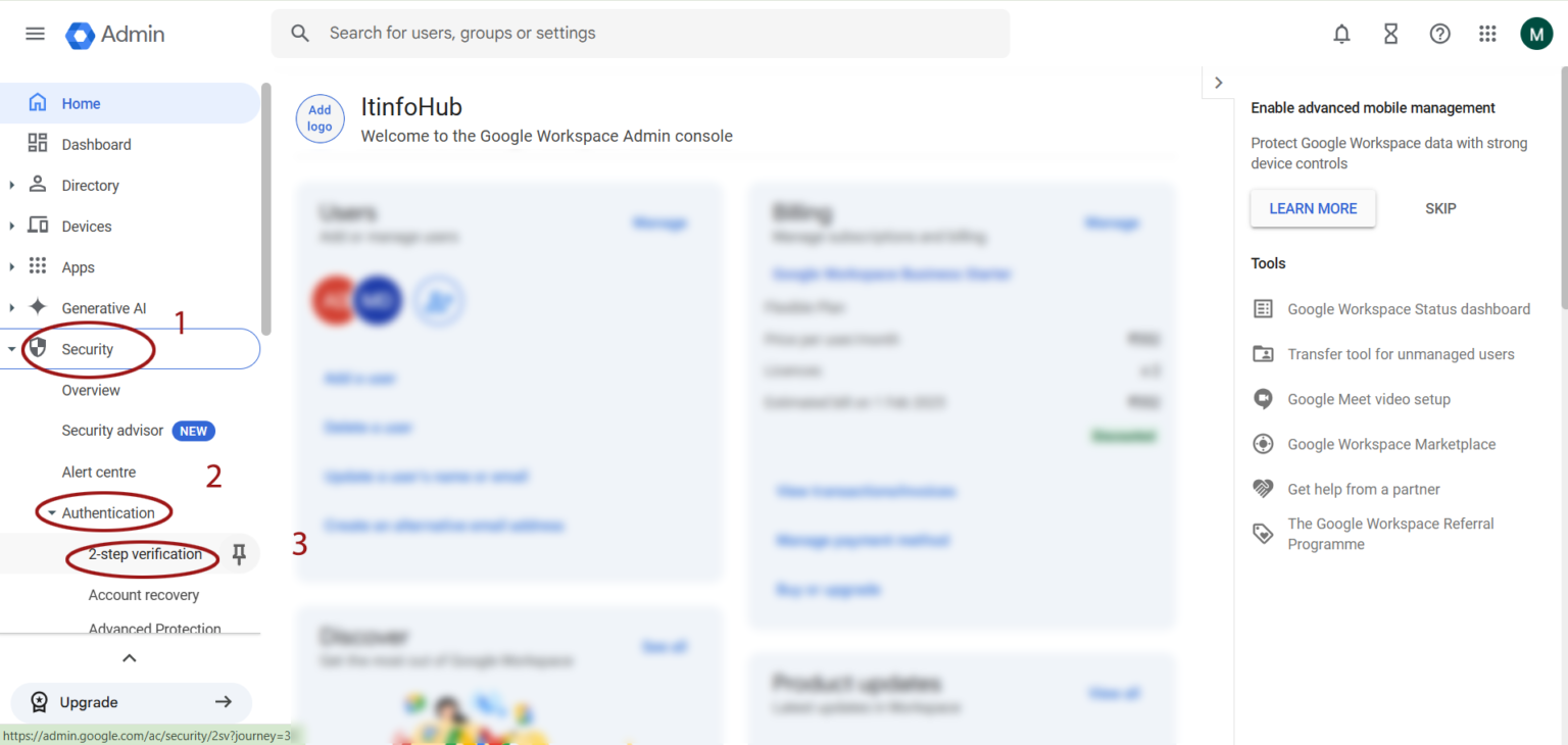 Enable or Disable 2-Step Verification in Google Workspace