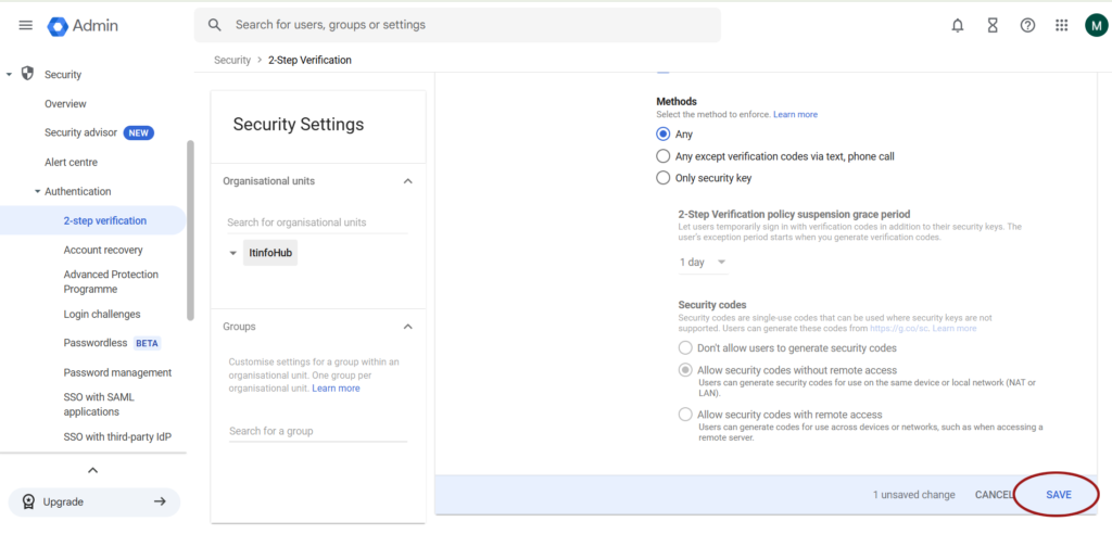 Enable or Disable 2-Step Verification in Google Workspace
