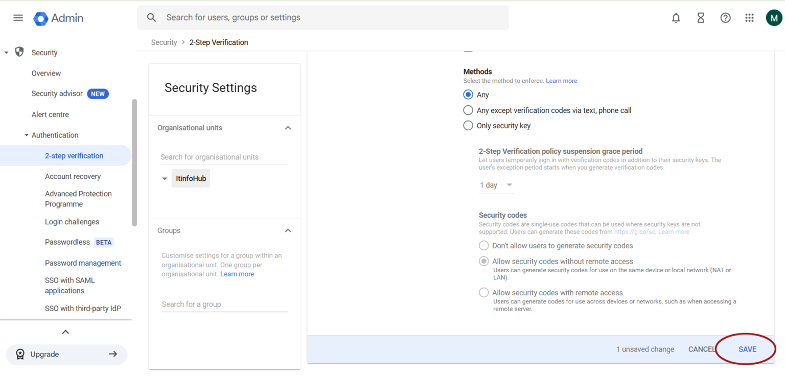 Enable or Disable 2-Step Verification in Google Workspace