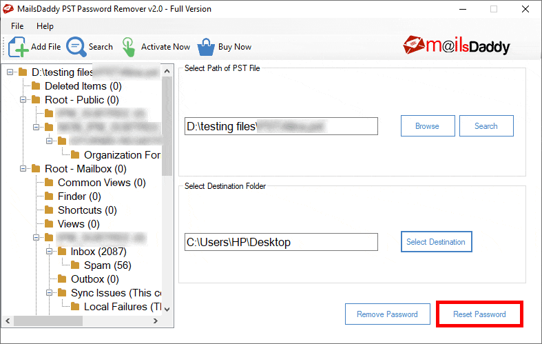 Working Guide of the MailsDaddy PST Password Remover
